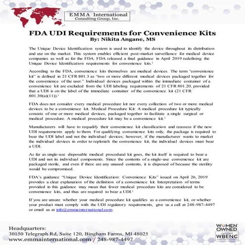 FDA UDI Requirements for Convenience Kits | PDF
