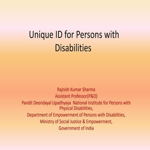 Unique ID for Persons with Disabilities | PPTX