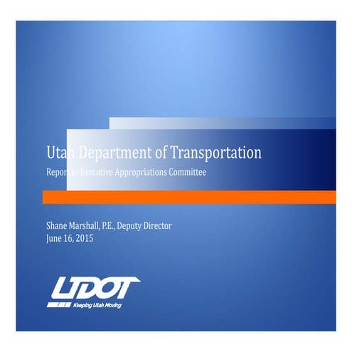 UDOT Capacity Projects and Maintenance Funding | PDF