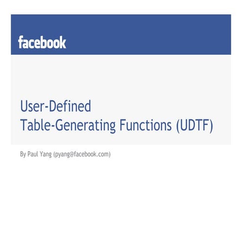 User-Defined Table Generating Functions | PDF