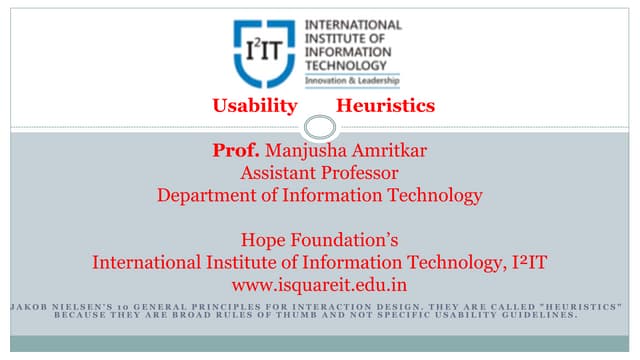 Usability Heuristics - Principles & Examples | PPT Usability Heuristics - Principles & Examples | PPT