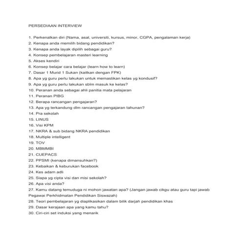 Persediaan interview | DOC