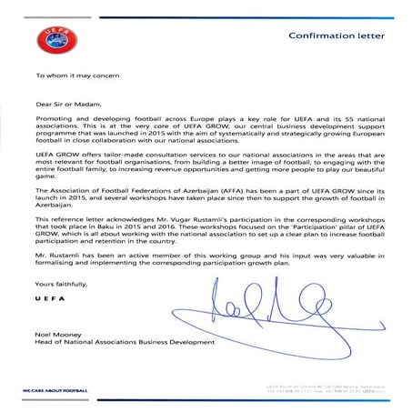 UEFA reference letter | PDF