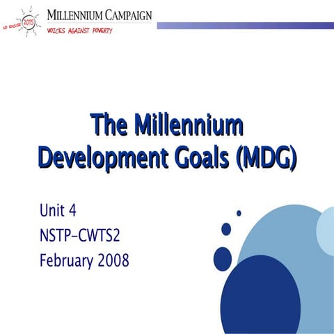 UERM NSTP-CWTS2 Unit 4: Millennium Development Goals | PPT | Medical Health