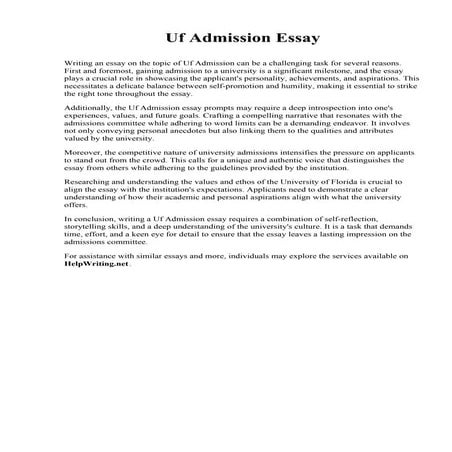 University Of Florida Admission Essay | PDF