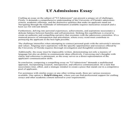 Fsu Admissions Essay | PDF