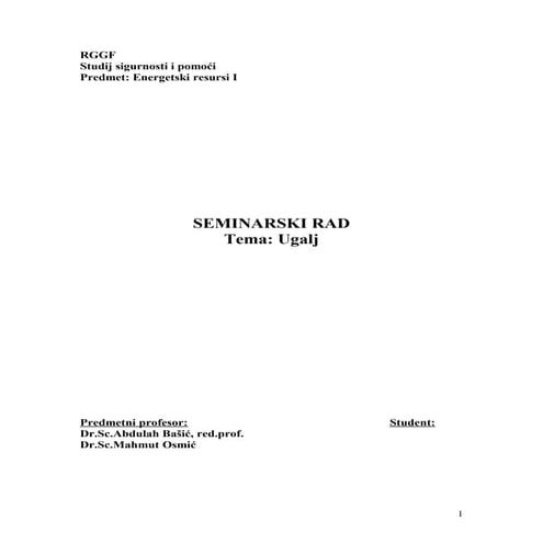 Ugalj energetski resursi i | DOC