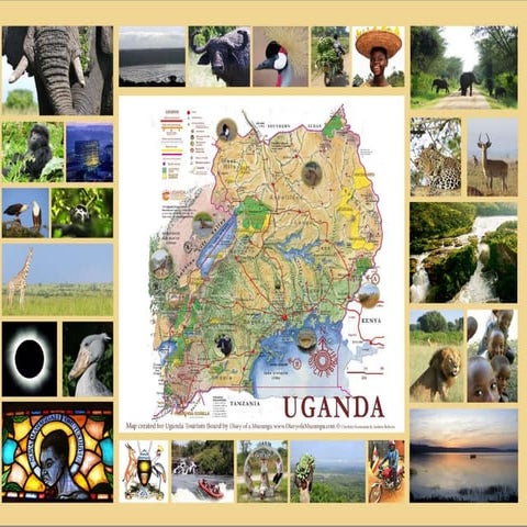 Personalised Uganda photo souvenir maps - safari souvenirs, lodge decor ...