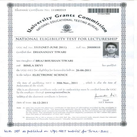NET(JRF) certificate