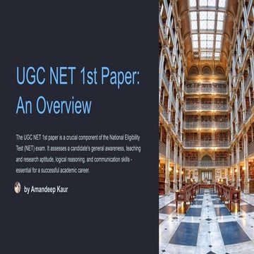 UGC-NET-1st-Paper-An-Overvieww. presentation pptx | PPTX | Educational Assessment | Education