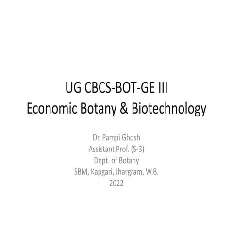Ug cbcs bot-ge iii economic bot unit i - copy | PPT