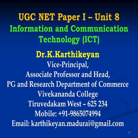 Ugc Net Paper I Unit 8 Information And Communication Technology Ict Pdf