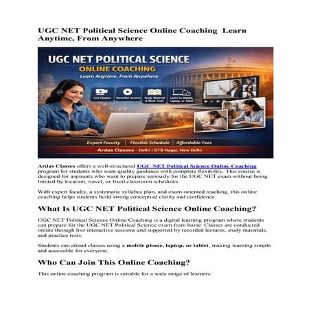 UGC NET Political Science Online Coaching Learn Anytime, From Anywhere ...