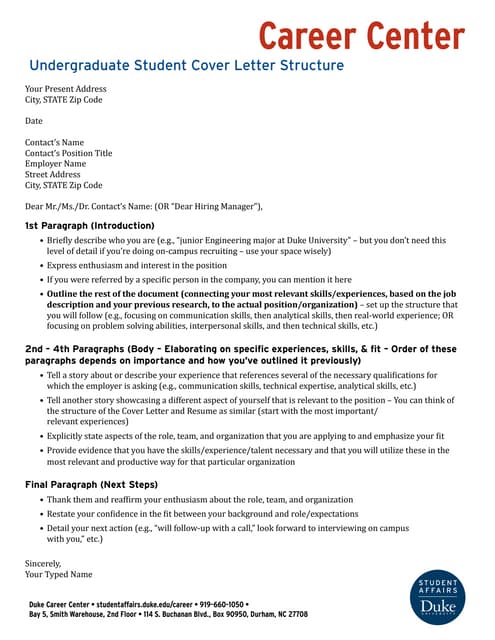 Cover Letter Writing- Graduate Students | PPT