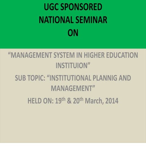 Ugc sponsored National Seminar | PPT