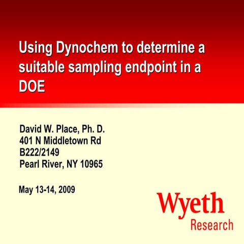 Use of DynoChem in Process Development. Wilfried Hoffmann. | PDF
