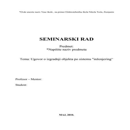 Ugovor o izgradnji objekta po sistemu inzenjering | PDF