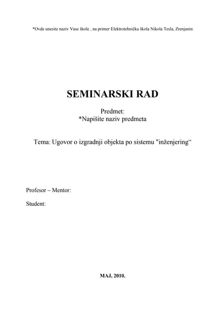 Ugovor o inzenjeringu | PDF