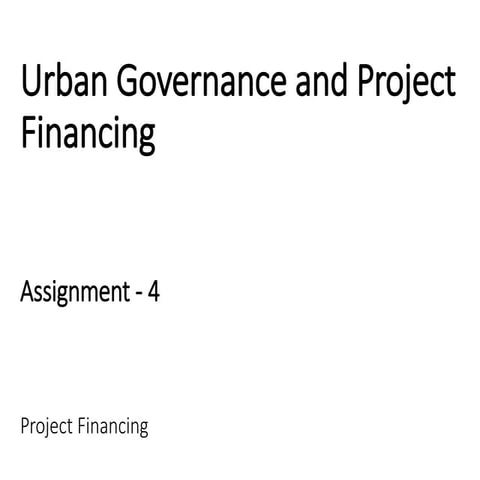 Urban Governance and Project Finance | PDF