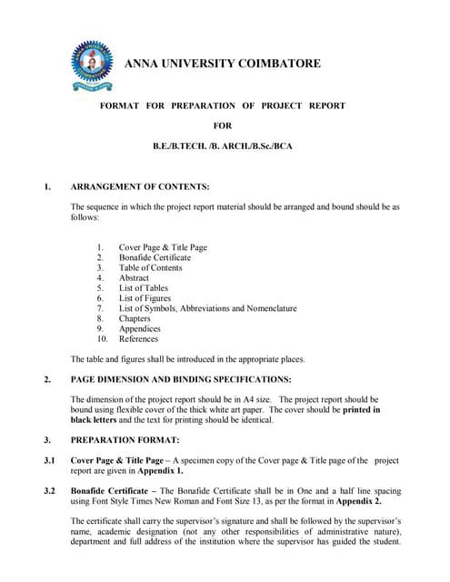 Anna University UG Project Report Format | PDF