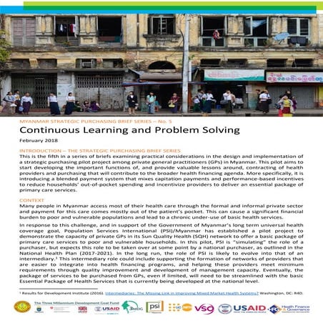 Myanmar Strategic Purchasing 5: Continuous Learning and Problem Solving | PDF