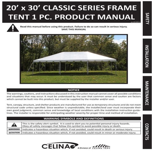 20 x 30 Frame Tent Installation Instructions | PDF