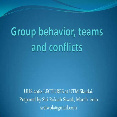Uhs 2062 Group Behaviours, Teams And Conflicts | PPT