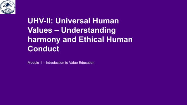 Human Values unit 1 | PDF