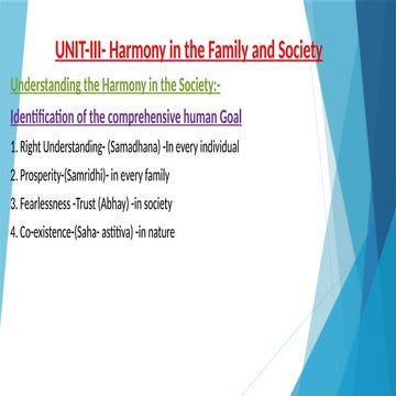 UNIVERSAL HUMAN VALUES - Harmony in the Family and Society | PPTX