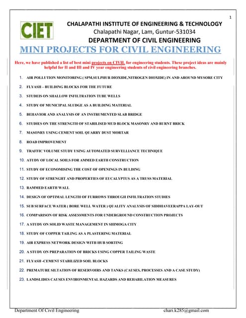 Water resource engineering project list | PDF