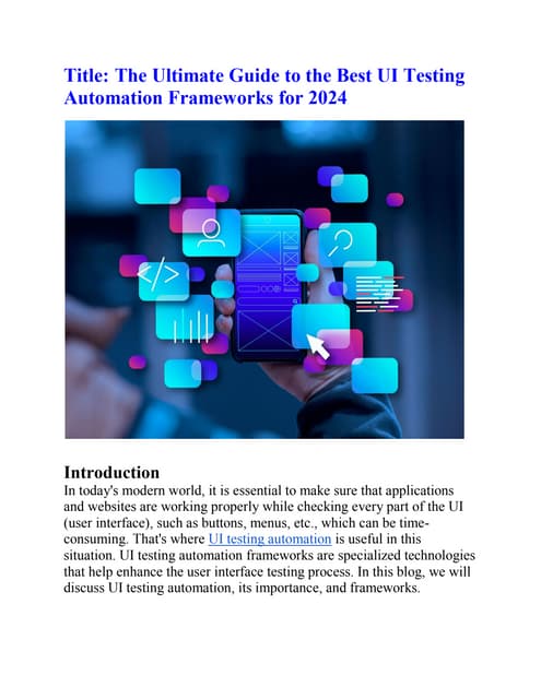 The Ui Testing Of A Automation Frameworks Pdf