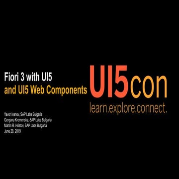 Fiori 3 with UI5 and UI5 Web Components | PPT