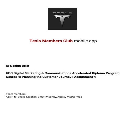 UI design brief Tesla app | PDF