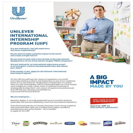 Unilever International Internship Program | PDF