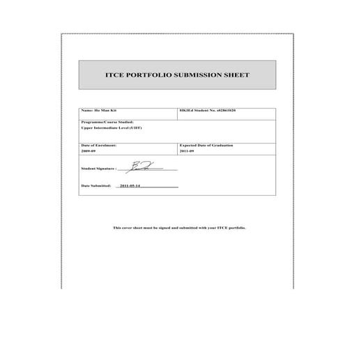 Uiit itce portfolio submission sheet | DOC