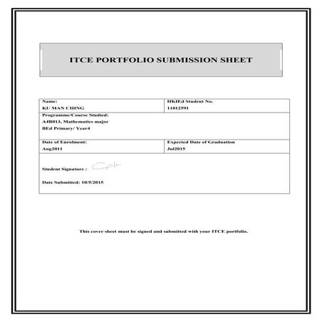 Uiit itce portfolio submission sheet | DOC