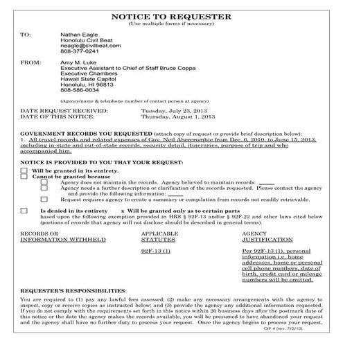 Notice to Requester from governor's office | PDF