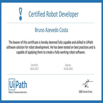 UiPath Certification - Bruno Azevedo Costa | PPT
