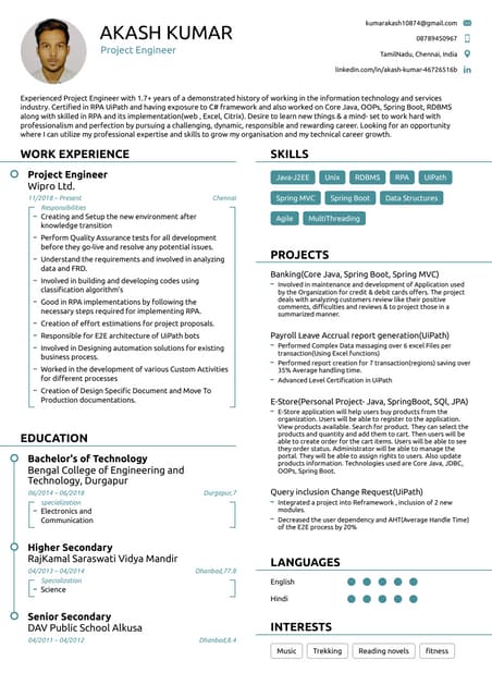 UiPath Developer Resume | PDF