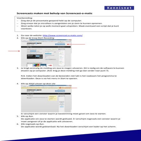 Uitleg screencast maken | DOCX | Computing | Technology & Computing