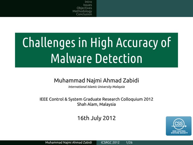 Challenges In High Accuracy Of Malware Detection Pdf