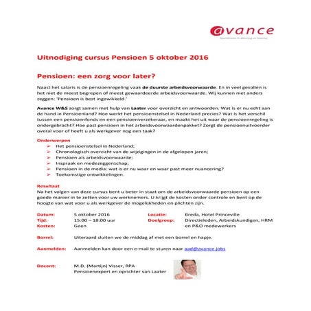 Uitnodiging cursus pensioen | PDF