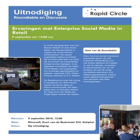 Uitnodiging Enteprise Social Media Roundtable Rapid Circle | PDF