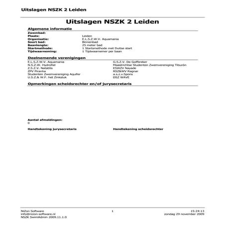Uitslag NSZK 2 Leiden 28-11-09 | PDF