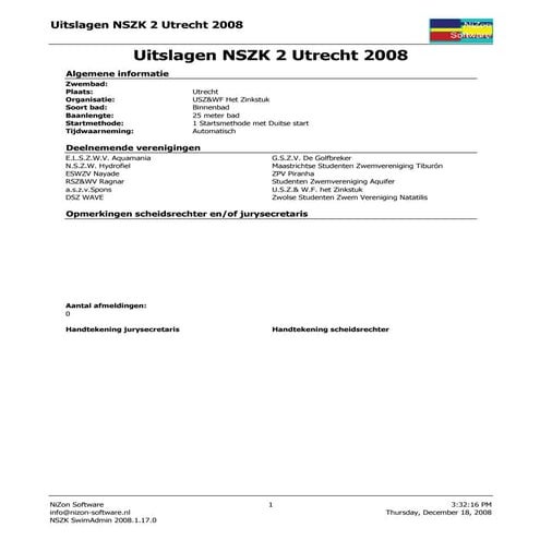 Uitslag NSZK 2 Utrecht 2008 | PDF