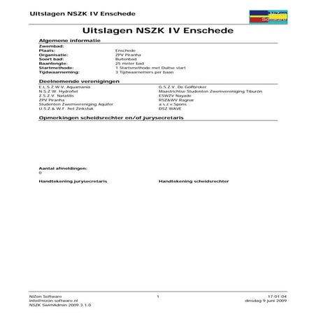 Uitslag NSZK 4 Enschede | PDF