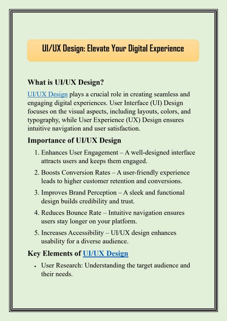 UI-UX Design - Definition and Importance of UI-UX.pptx | Computing | Technology & Computing