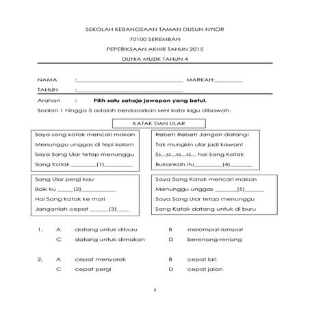 Ujian akhir tahun muzik tahun 5 | DOCX