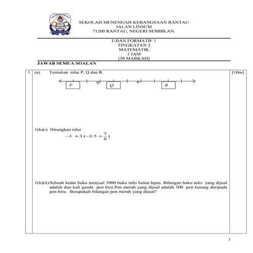 Formatif 2 matematik tahun 4 2013 upload | DOCX