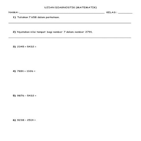 Ujian diagnostik math | PDF